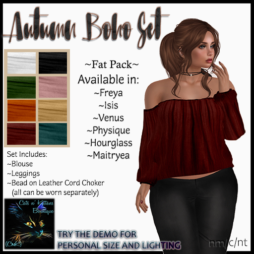 Second Life Marketplace - CnK: Autumn Boho Blouse & Pant - FAT PACK (Boxed)